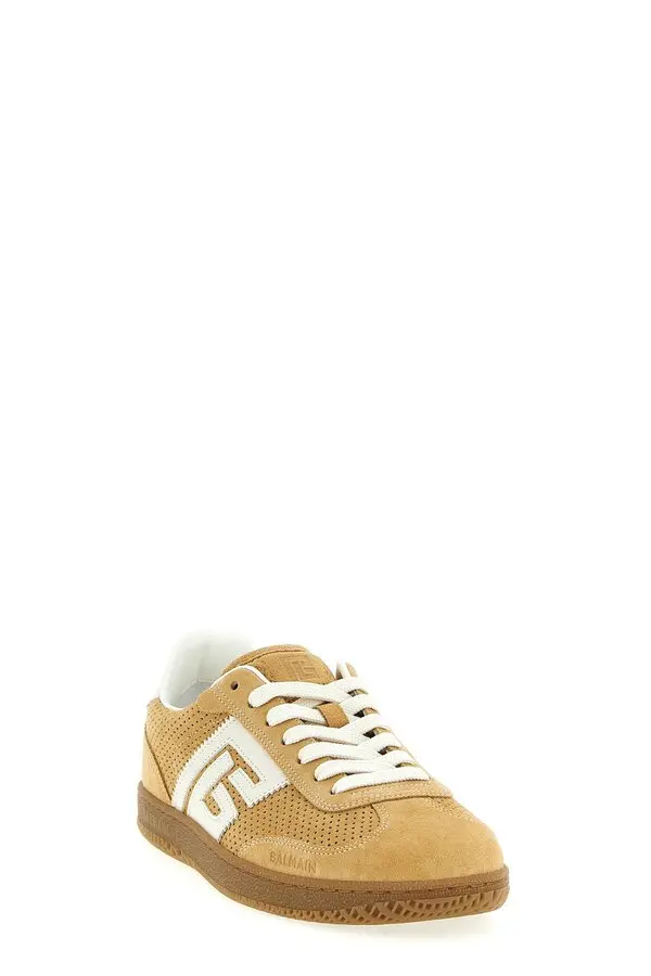 Balmain Suede Sneaker With Perforated Detailing