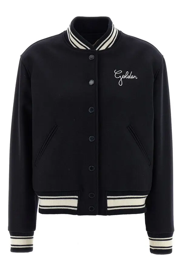 GOLDEN GOOSE Bomber Jacket With Star Studs - Blue