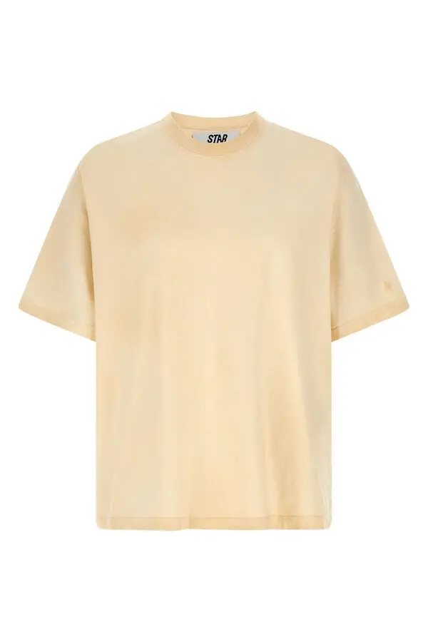 GOLDEN GOOSE T-shirt With Signature Metal Stars - Beige