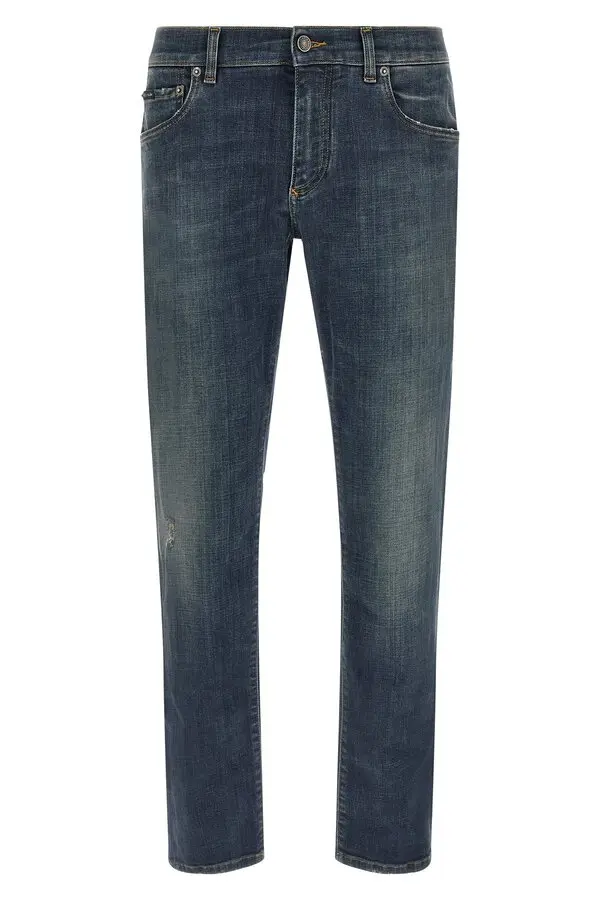 Dolce & Gabbana Slim Jeans With Metal Plaque