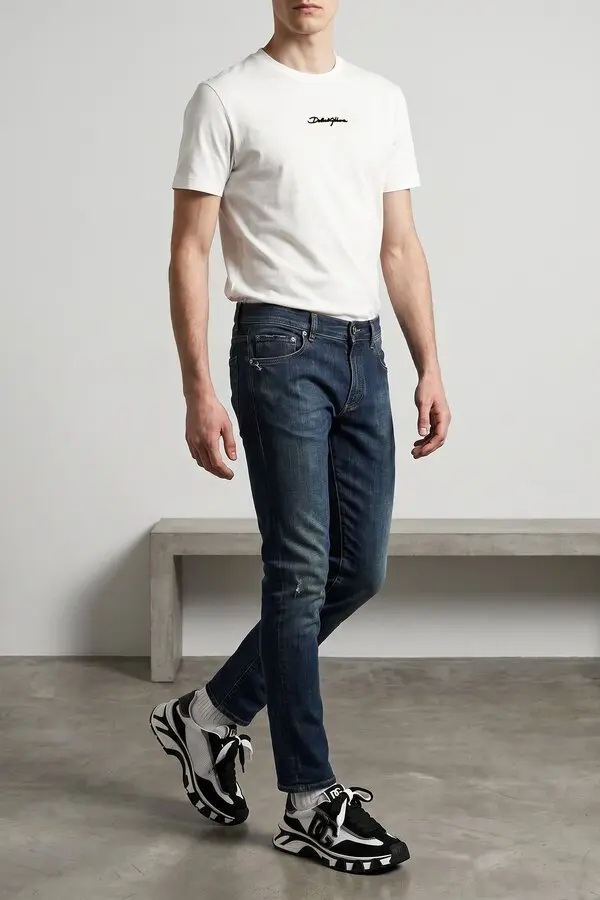 Dolce & Gabbana Slim Jeans With Metal Plaque