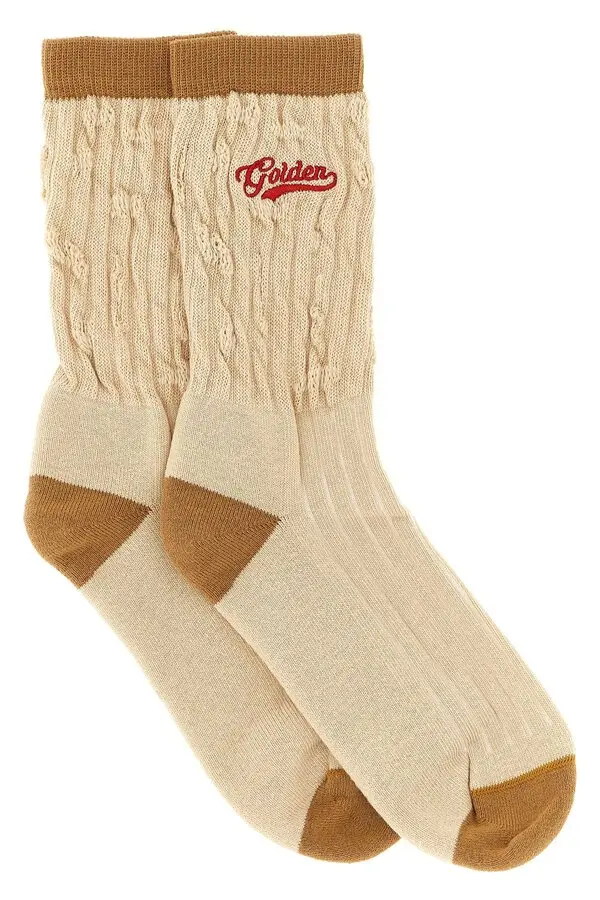 GOLDEN GOOSE Cable-knit Socks - Beige