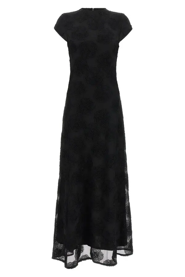 ROTATE BY BIRGER CHRISTENSEN Flower Mesh Maxi' Dress - Black