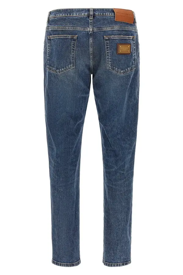 Dolce & Gabbana Slim Fit Jeans With Logo Plaque