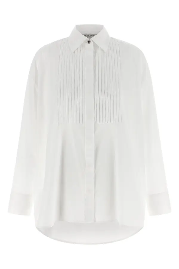 GOLDEN GOOSE Shirt With Pleated Bib - White