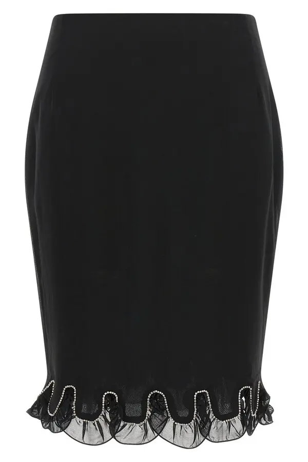 ROTATE BY BIRGER CHRISTENSEN Chiffon Ruffle Embellished Midi Skirt - Black