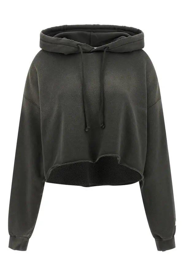 GOLDEN GOOSE Hooded Sweatshirt With Distressed Details - Gray
