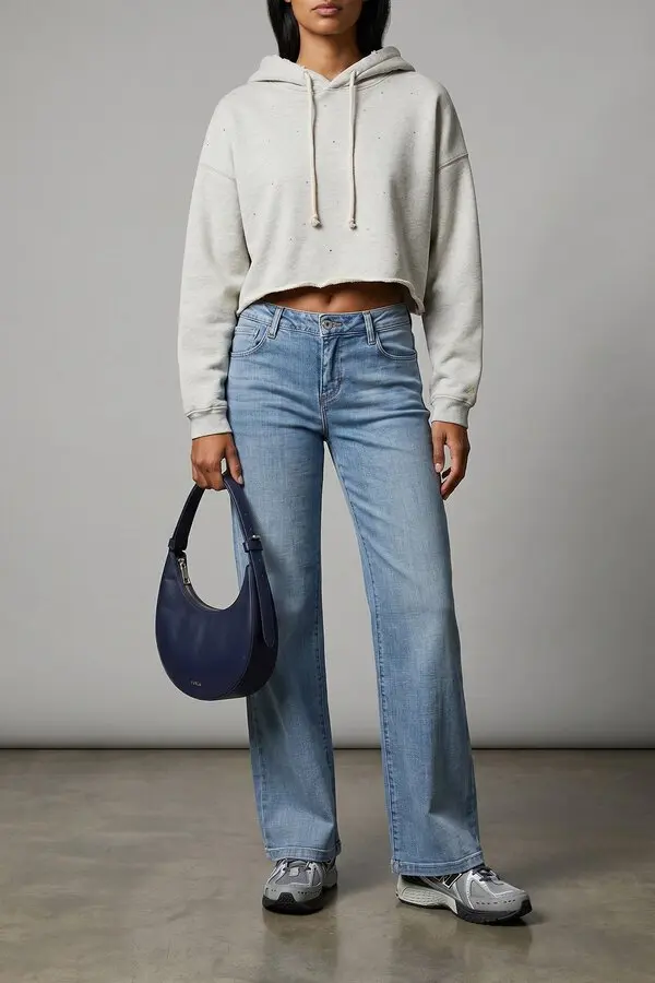 GOLDEN GOOSE Cropped Hoodie With Crystal Embellishments