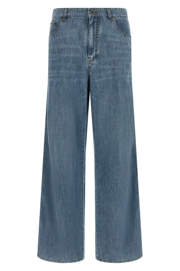 Miu Miu Jeans With Embroidered Logo - Light Blue