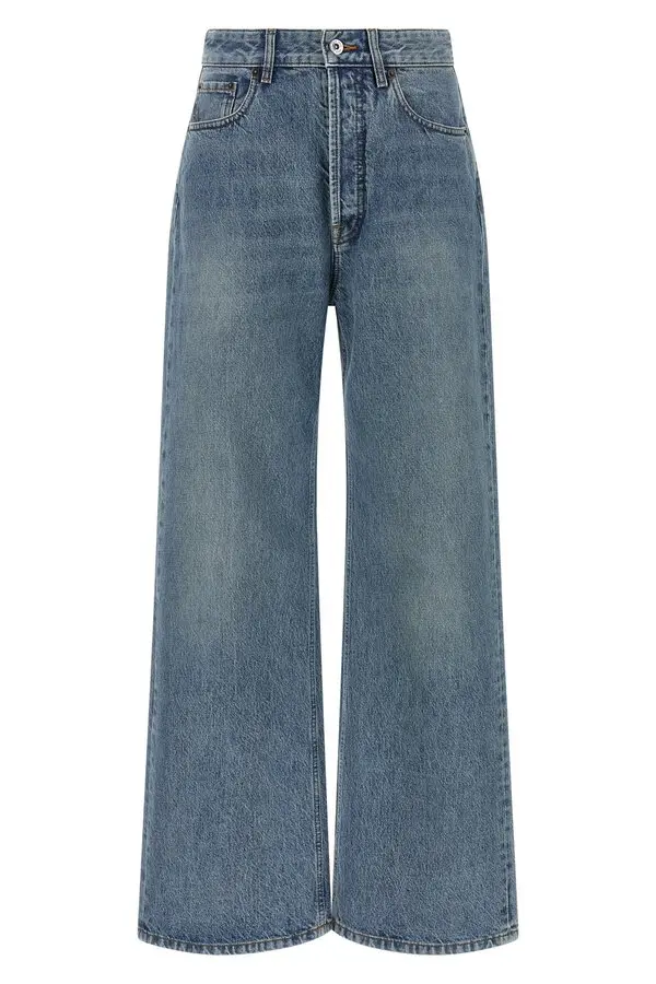 Miu Miu Washed Denim Jeans With Embroidered Logo - Blue