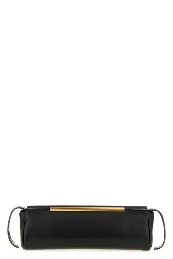 Khaite Clutch With Ribbed Gold-tone Bar