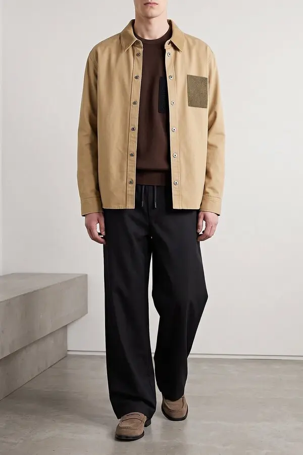 Loewe Structured Cotton Overshirt With Lambskin Anagram Pocket