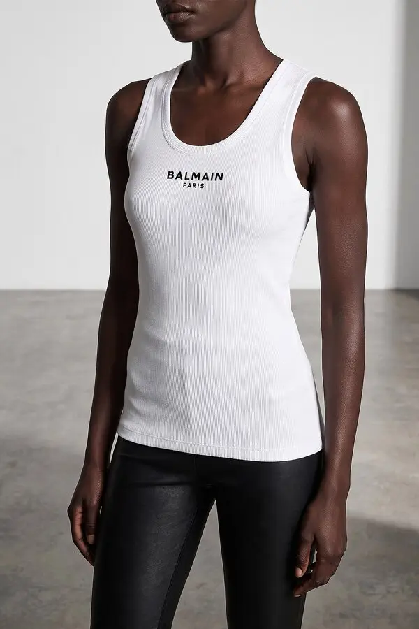 Balmain Tank Top Contrasting Logo Detail