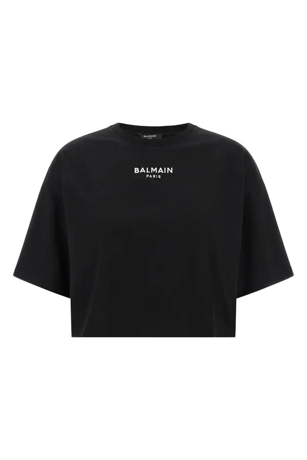 Balmain Cotton T-shirt With Embroidered Logo - Black