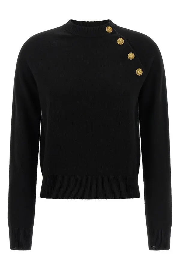 Balmain Cashmere Blend Sweater With Gold-tone Buttons