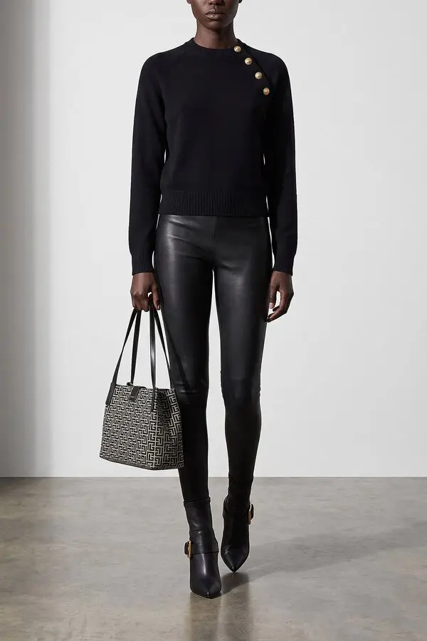 Balmain Cashmere Blend Sweater With Gold-tone Buttons