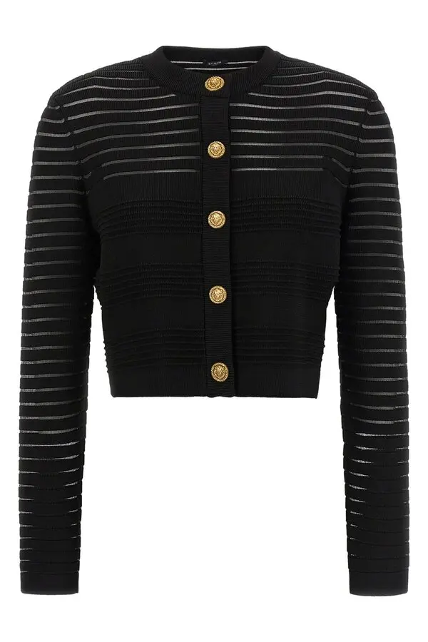 Balmain Cardigan With Sheer Striped Knit