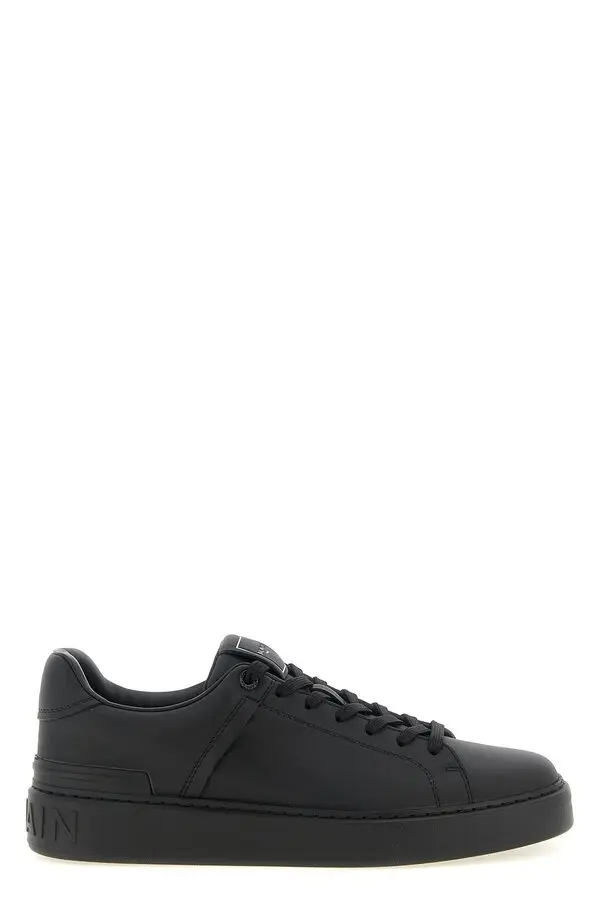 Balmain Leather Sneakers With Embossed Logo