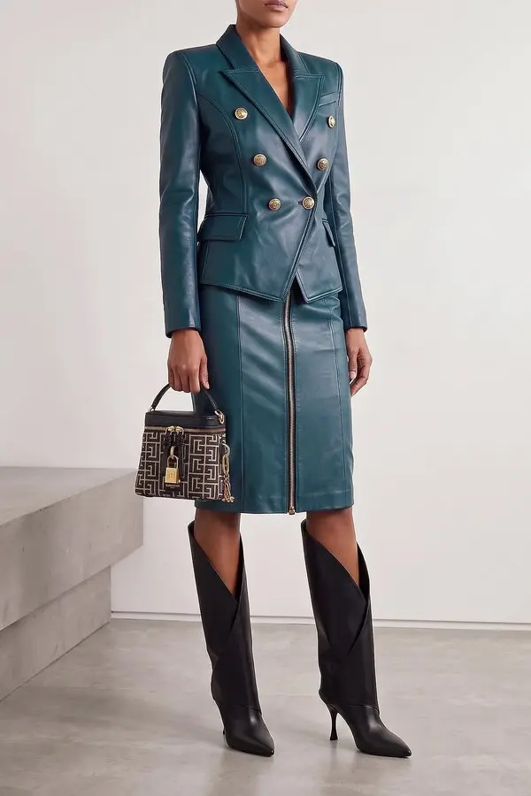 Balmain Leather Skirt With Oversized Zip