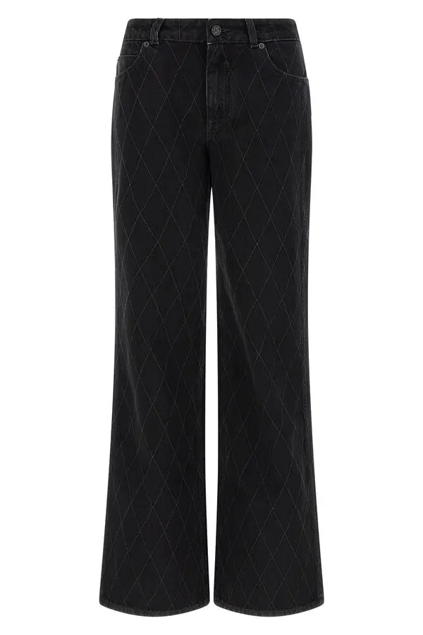 Balmain Loose Fit Jeans With Quilted Stitching - Black