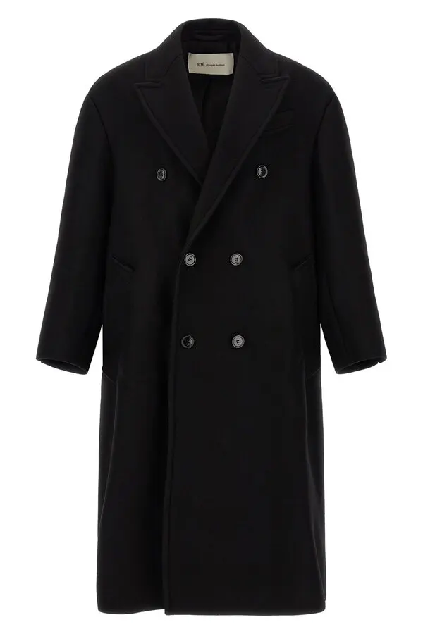 AMI Paris Gabardine Coat - Black