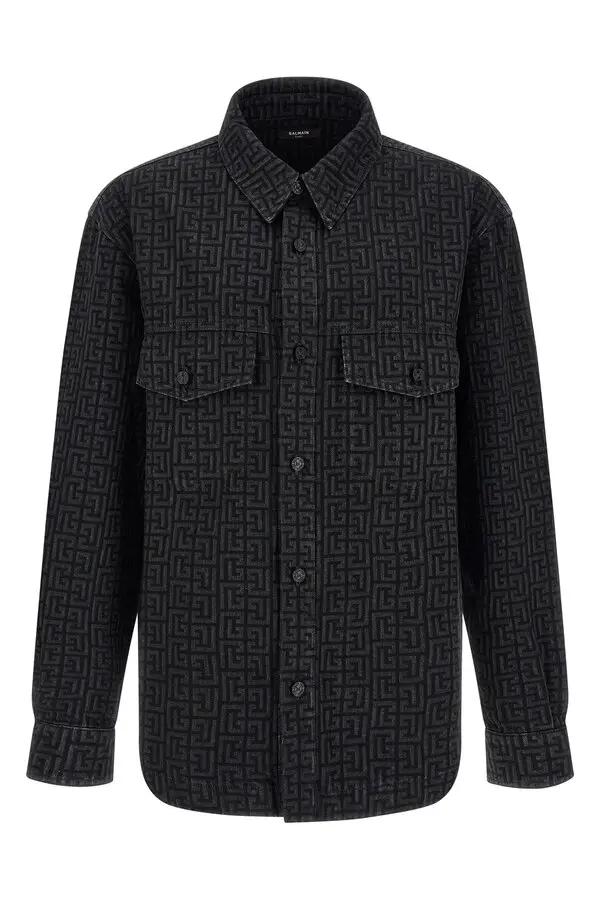 Balmain Overshirt All-over Monogram Pattern