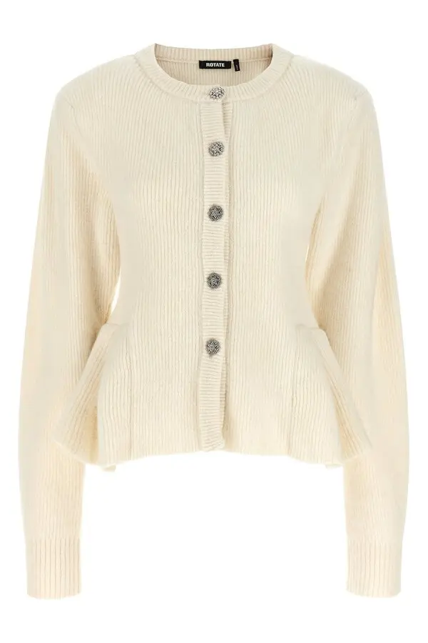 ROTATE BY BIRGER CHRISTENSEN Crystal-embellished Cardigan In Cream - White