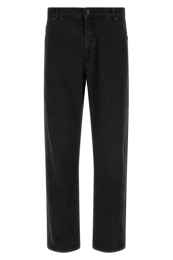 Balmain Jeans + Monogram Embroidery Detail - Black
