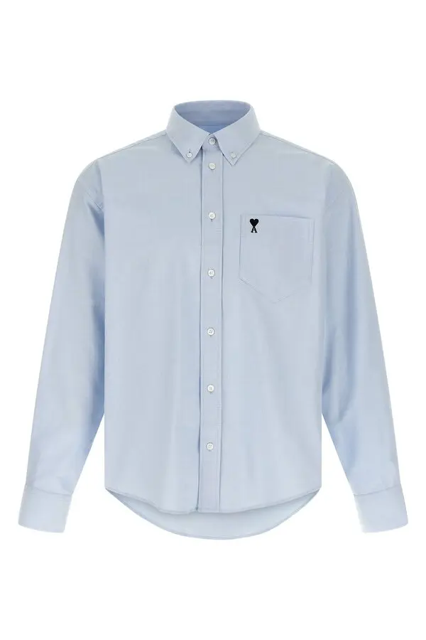AMI Paris Shirt De Coeur Detail - Light Blue