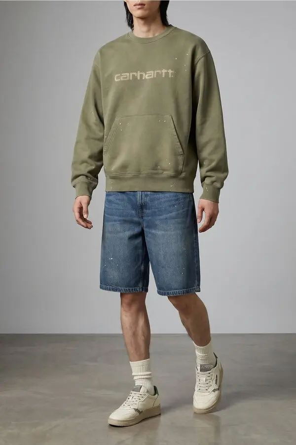 Carhartt Work In Progress Sweatshirt With Paint Splatter Details