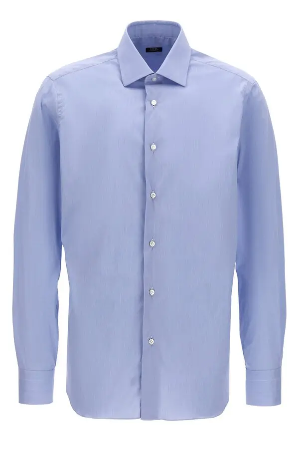 BARBA NAPOLI Shirt 'popeline Natural Stretch - Light Blue