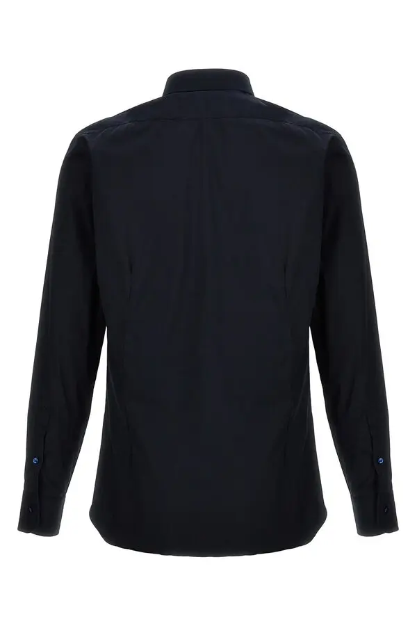 BARBA NAPOLI Popeline Natural Stretch' Shirt - Blue