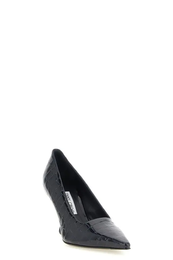 JIMMY CHOO Ixia 80 Croc-embossed Patent Leather Pumps