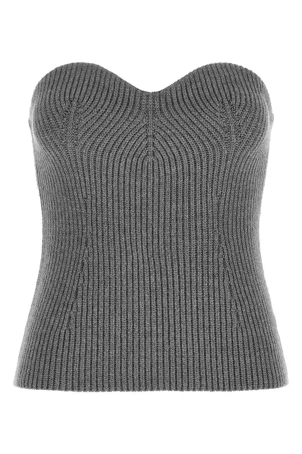 JIL SANDER Top Structured Ribbed Knit - Gray
