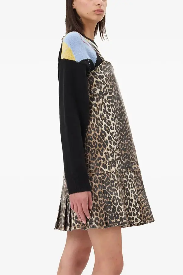 GANNI Dress 'foil Print Denim Strap