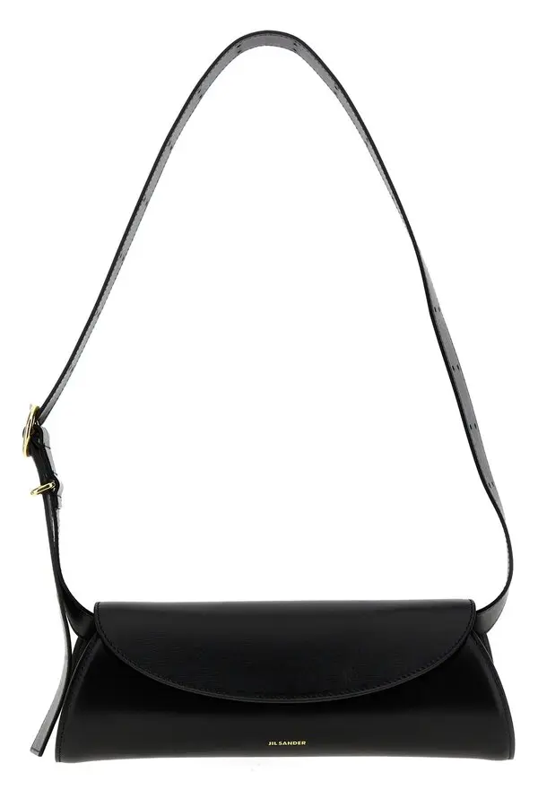 JIL SANDER Cannolo Shoulder Bag With Gold-tone Buckle - Black