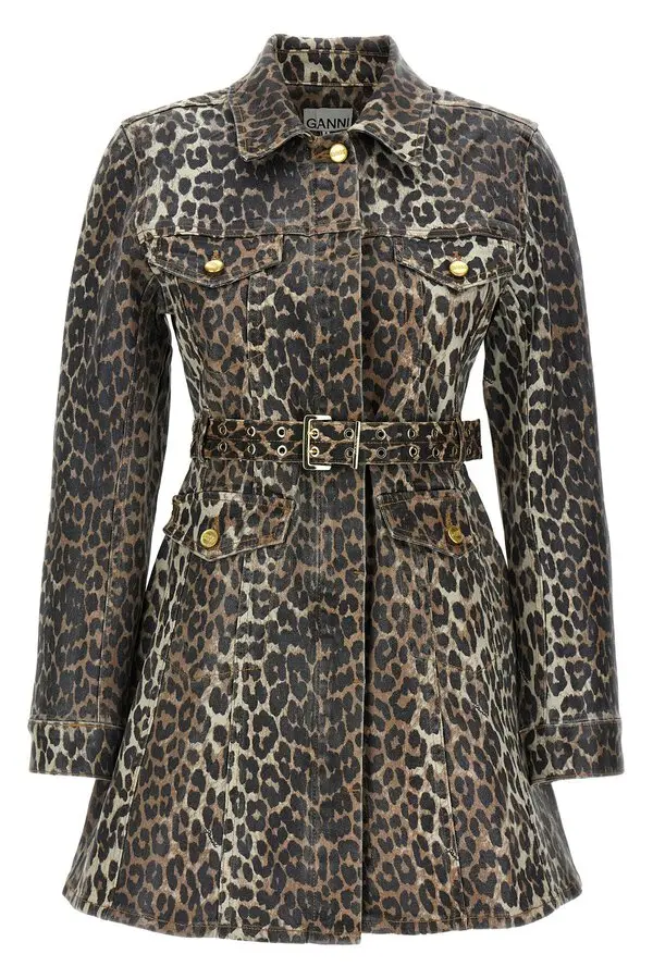 GANNI Dress 'foil Print Denim Dress