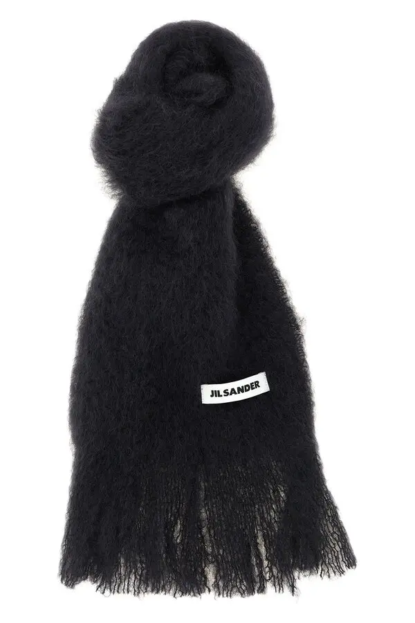 JIL SANDER Small Mohair Scarf - Black