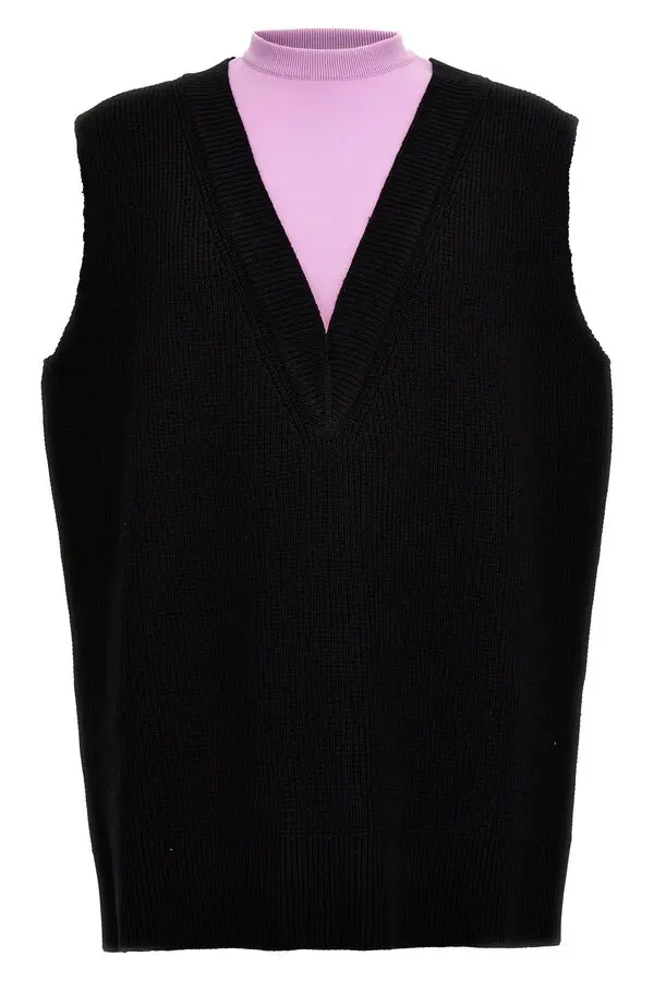 JIL SANDER Vest 'v-neck With Insert - Multi