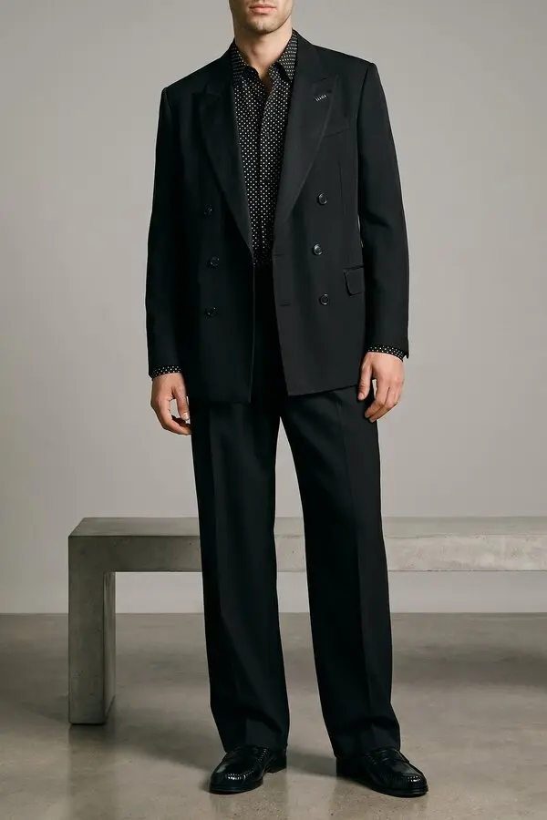 TOM FORD Double-breasted Blazer With Signature Lapel Pin