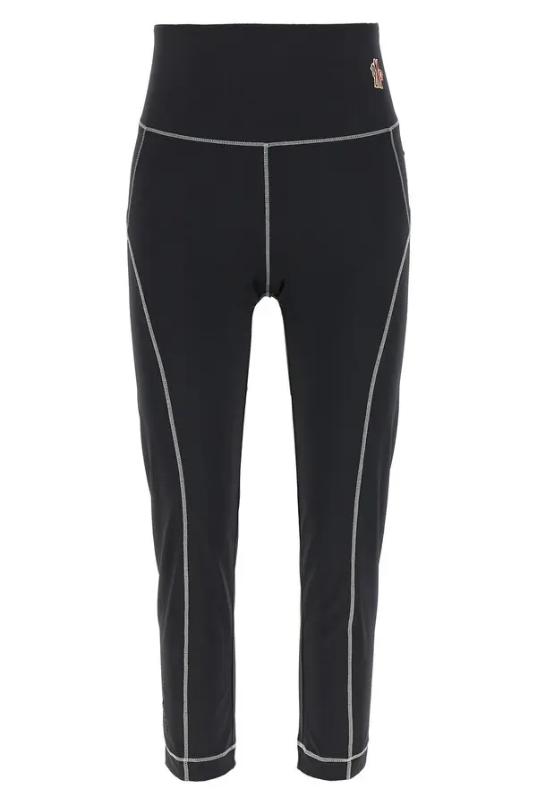 Moncler Leggings 'logo Patch - Black