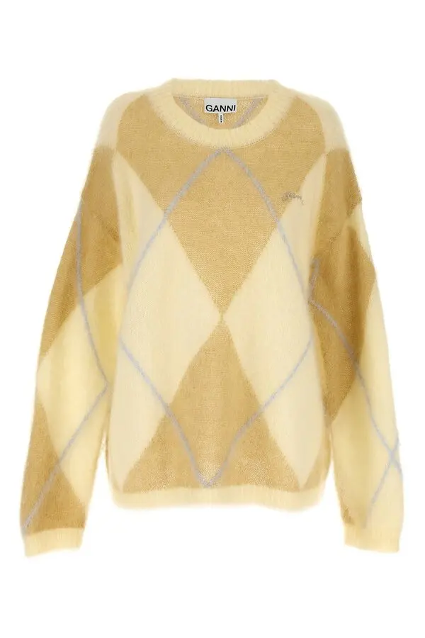 GANNI Light Mohair O-neck' Sweater - Yellow