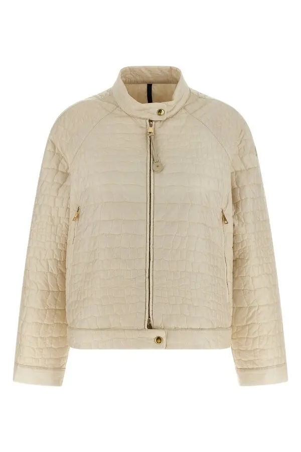 Moncler Puffer Jacket With Geometric Quilting - Beige