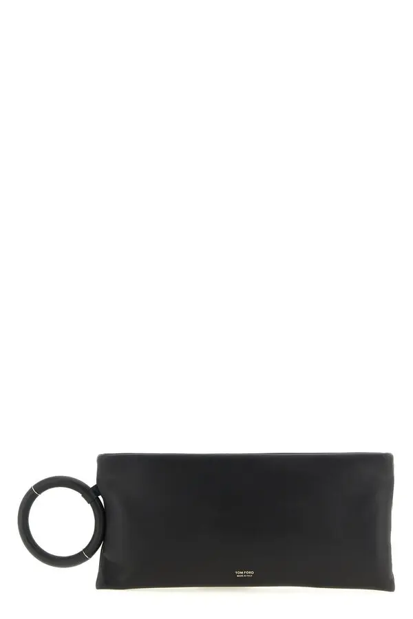 TOM FORD Leather Clutch With Ring Handle
