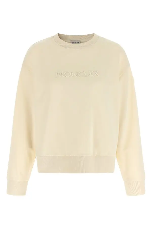 Moncler Embroidered Logo Cotton Sweatshirt - Beige