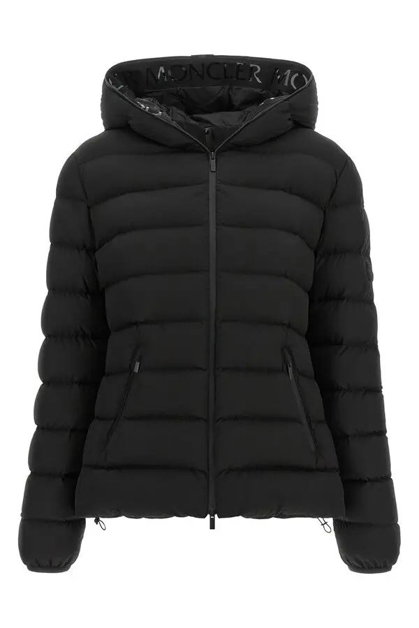 Moncler Puffer Jacket With Logo Trim - Black