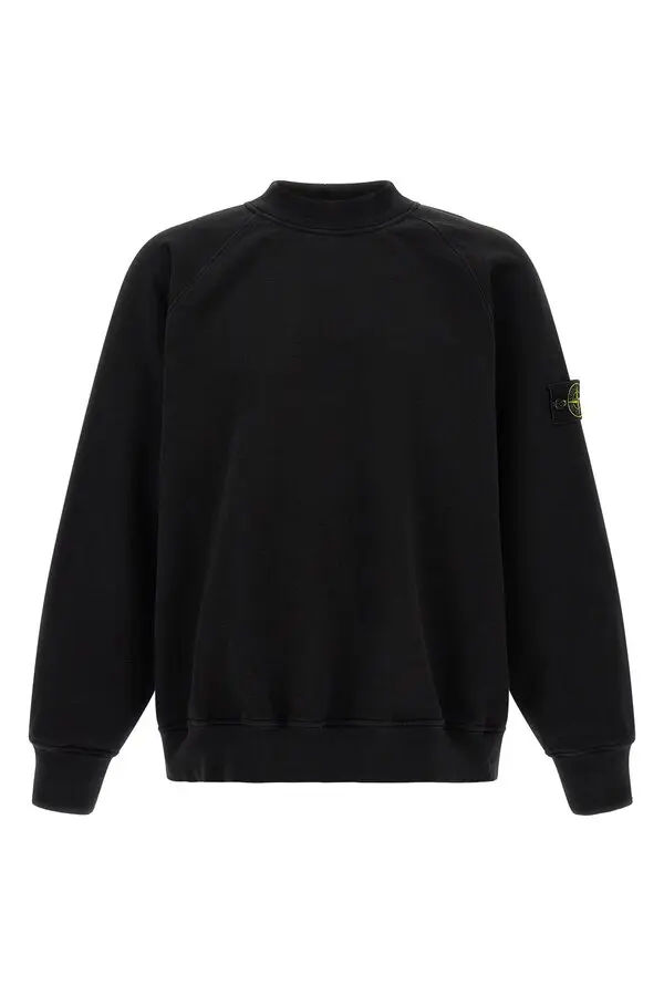 Stone Island Mock Neck '6100053' Sweatshirt With Raglan Sleeves - Black