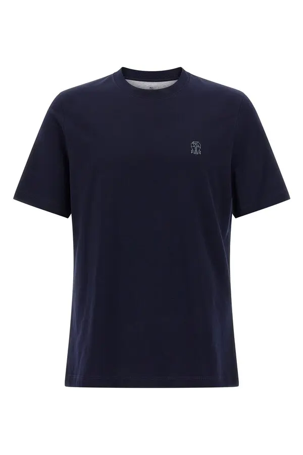 Brunello Cucinelli T-shirt Crest Detail - Blue