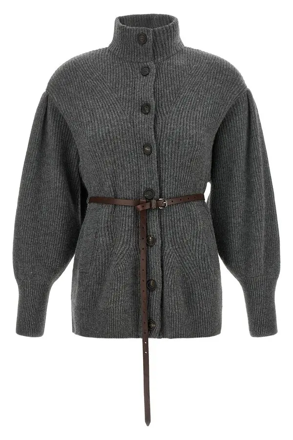 Brunello Cucinelli Belted Cardigan - Gray