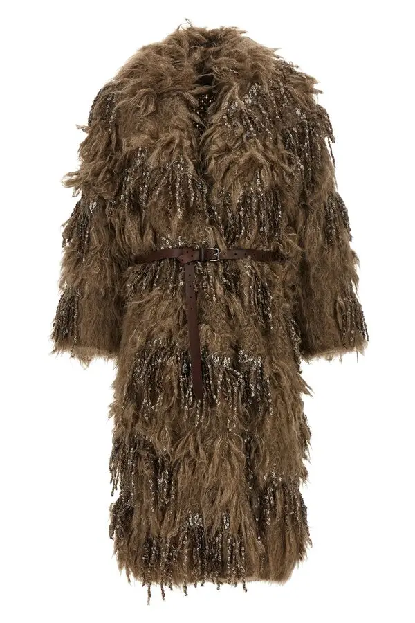 Brunello Cucinelli Cardigan 'dazzling Moss Embroidery - Brown